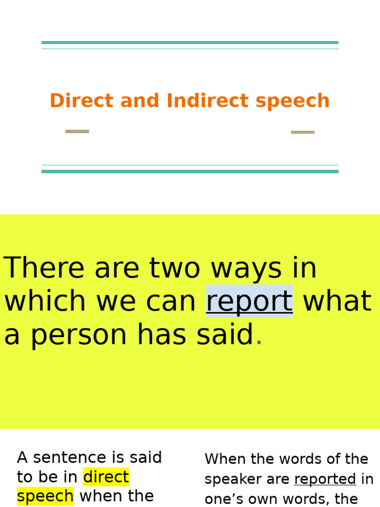 Direct and Indirect Speech Explained | PDF | Language Mechanics ...
