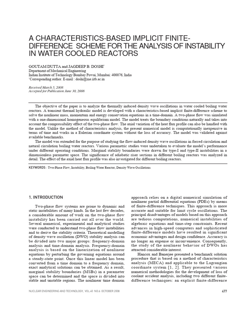 A Characteristics Based Implicit Finite | PDF | Equations | Nonlinear System