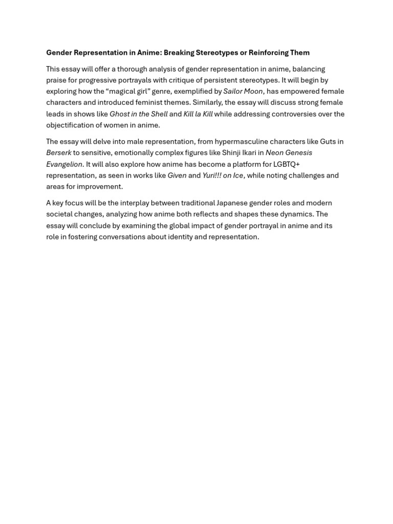Male Representation in Anime Analysis | PDF | General Fiction