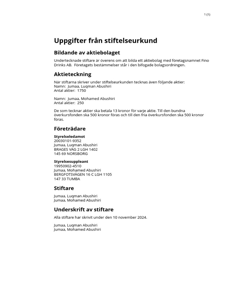 Stiftelseurkund | PDF