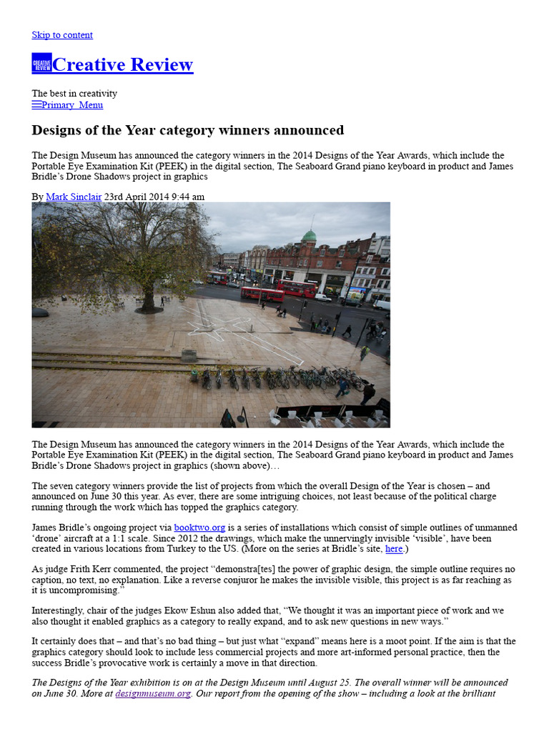 2014 Designs of the Year Winners Announced | PDF | Art