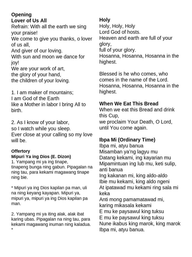 MBMG-Advent-Recollection Songs-2024 | PDF | Worship | Christian Worship And Liturgy