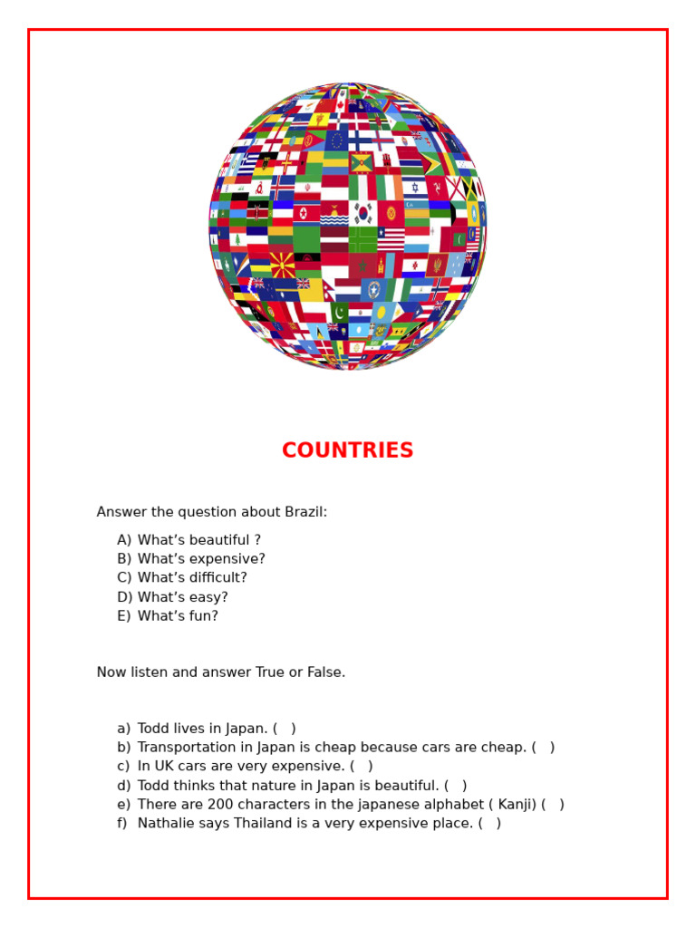 COUNTRIES | PDF | Adjective | Adverb
