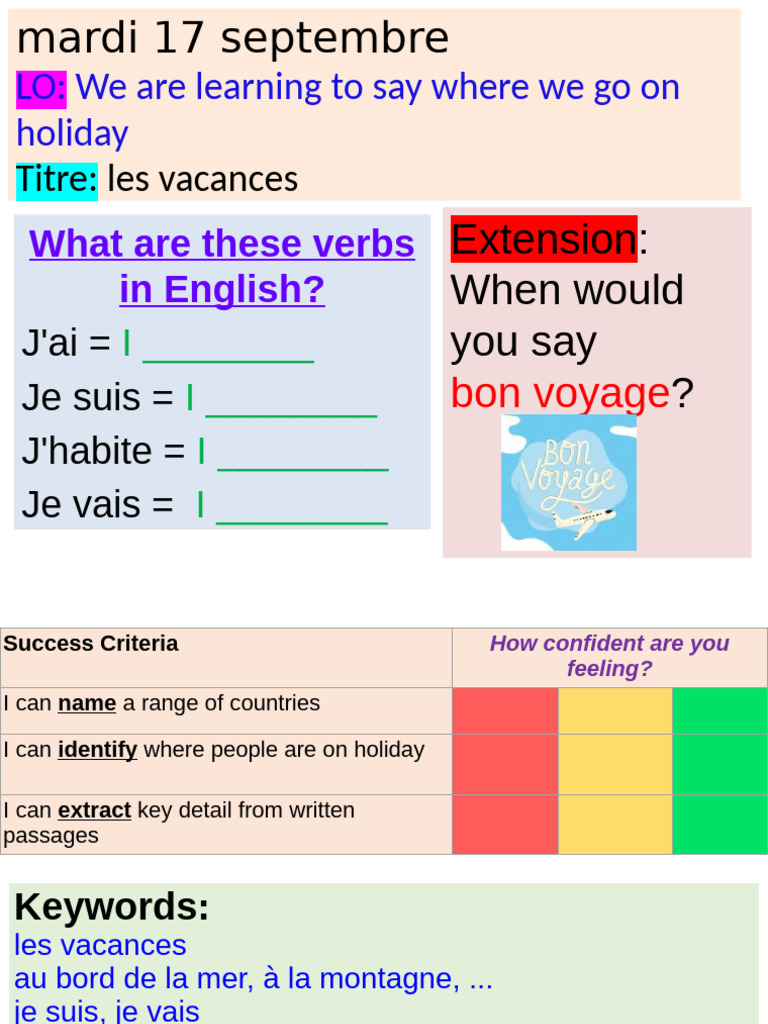 Week 09 Sept Les Vacances | PDF