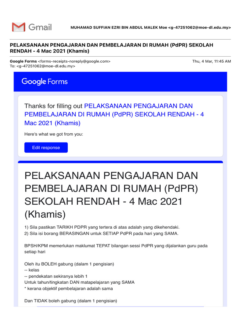 PELAKSANAAN PENGAJARAN DAN PEMBELAJARAN DI RUMAH (PDPR) SEKOLAH RENDAH - 4 Mac 2 | PDF