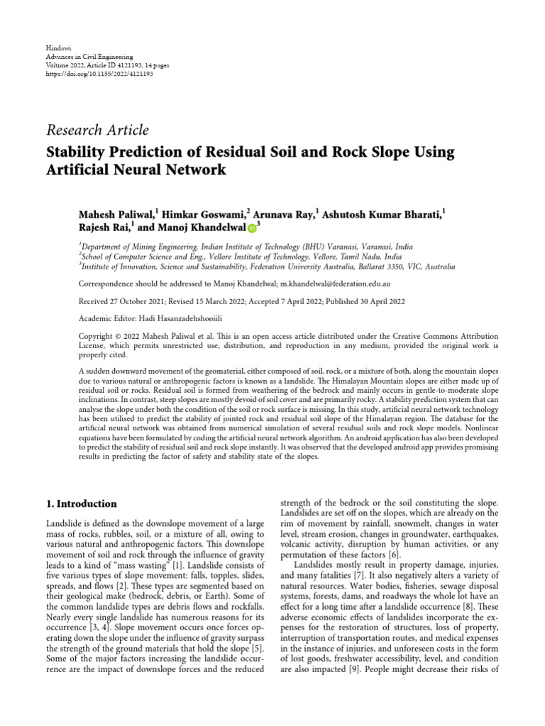 Stability Prediction of Residual Soil and Rock Slo | PDF | Landslide ...