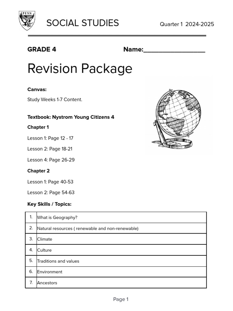GRADE 4 - Social Studies - Revision Package (220 Copies) | PDF | Nature ...