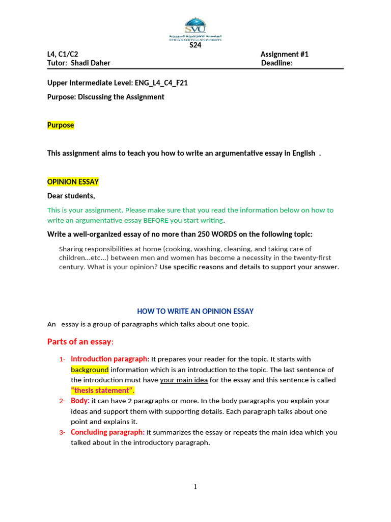 Assingment C1 - C2 | PDF | Essays | Subject (Grammar)