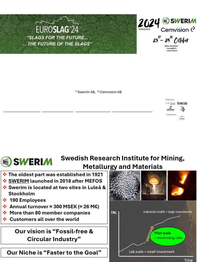 Transforming Steelmaking Slags Into A Sustainable Ingredient. - Elsayed ...