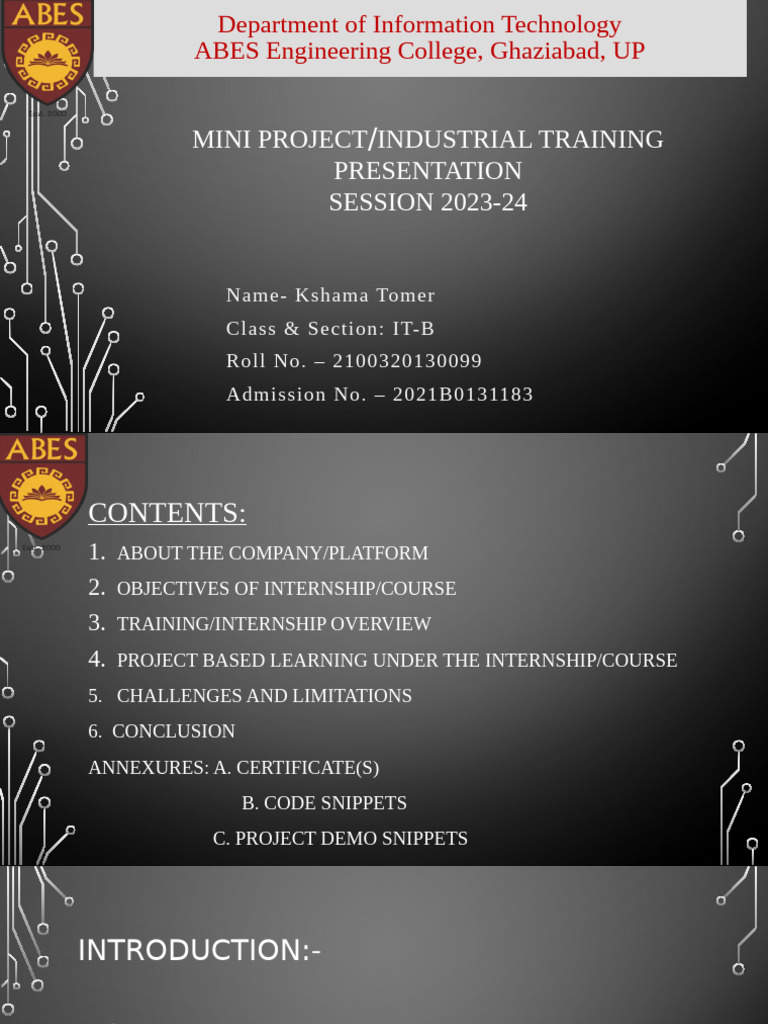 Mini Project Sample PPT Report Format | PDF