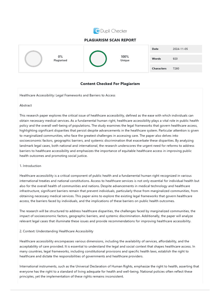 Duplichecker Plagiarism Report (2) Devshree | PDF | Health Equity ...