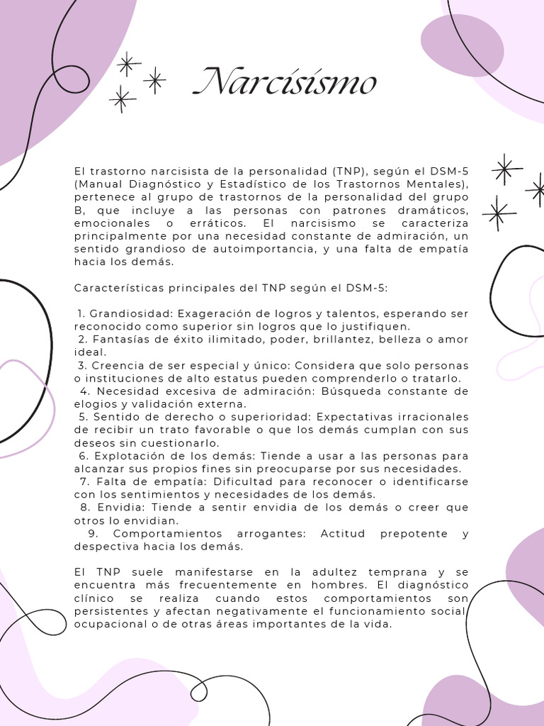 Narcis Is Mo | PDF | Narcisismo | Manual Diagnóstico y Estadístico de los Trastornos Mentales