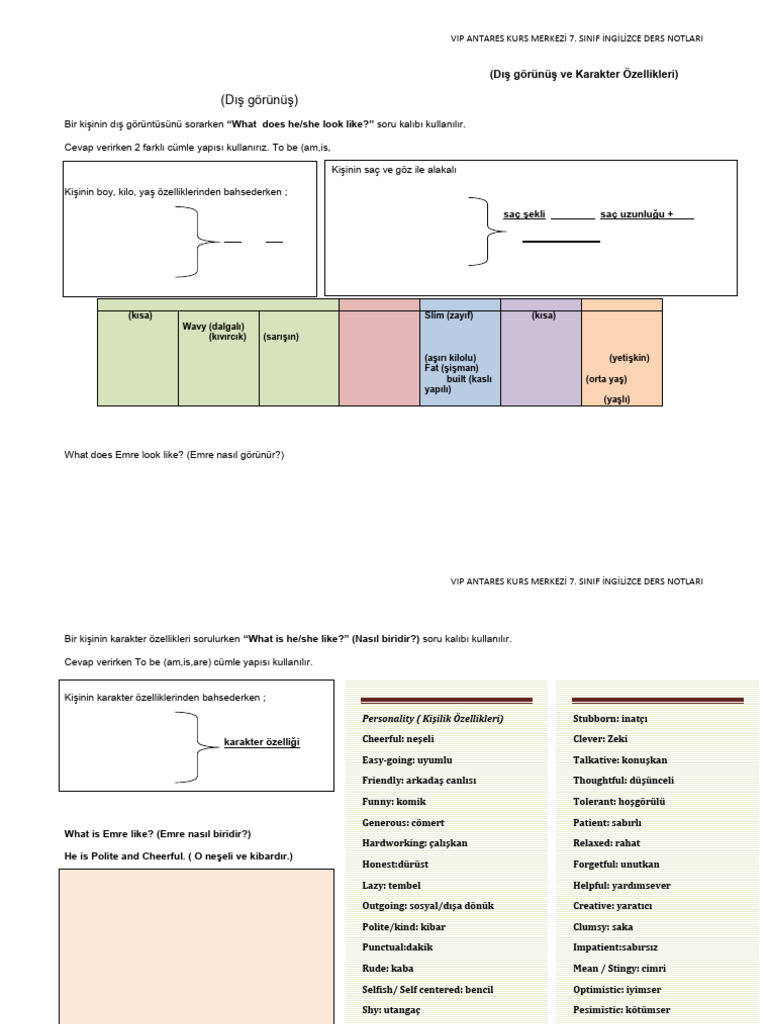 7th Grade Unit 1 Konu Anlatımı | PDF