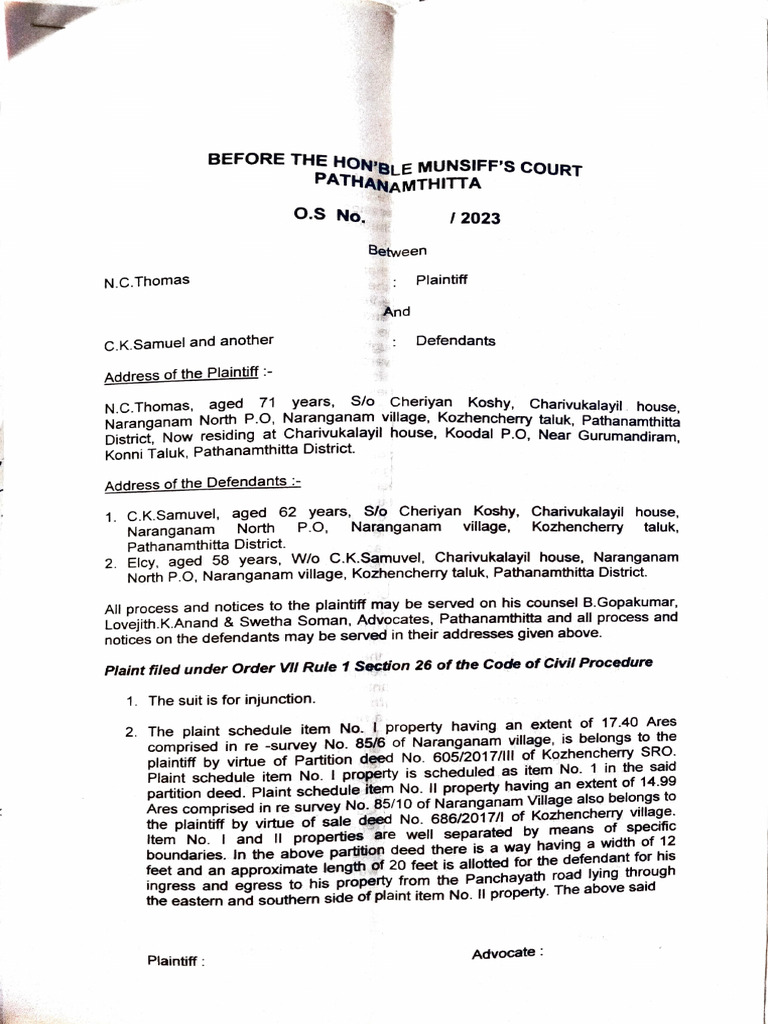 Plaint for DPC | PDF | Lawsuit | Justice