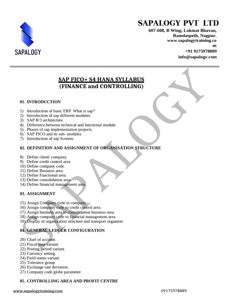 Sap Fico Hana New Syllabus | PDF | Invoice | Depreciation