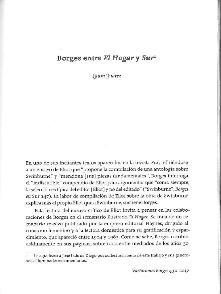Borges: Crítica en El Hogar y Sur | PDF | Ensayos | Escritores