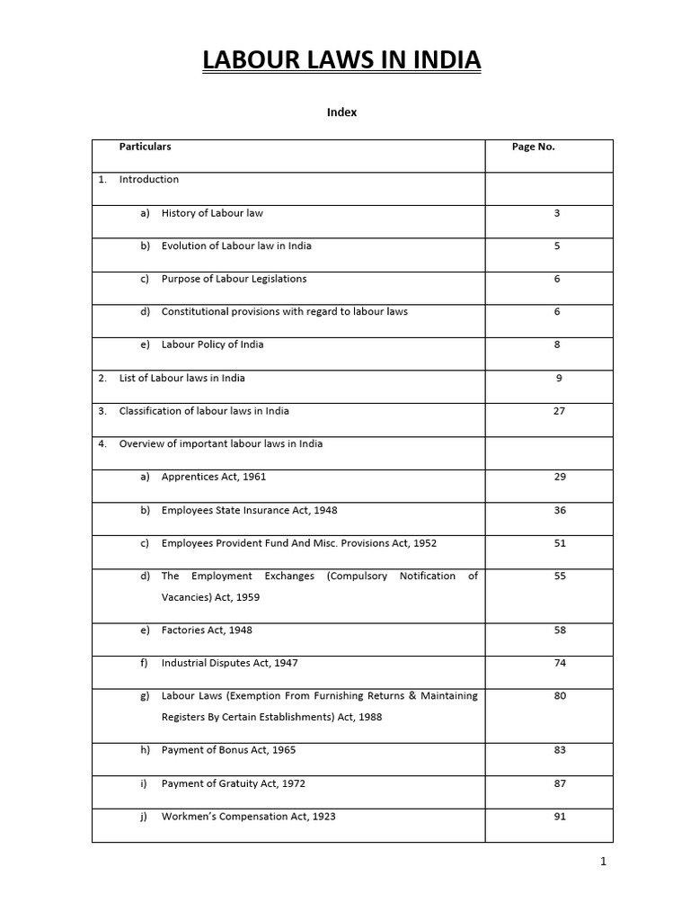 Labour Laws in India | PDF | Labour Law | International Labour Organization