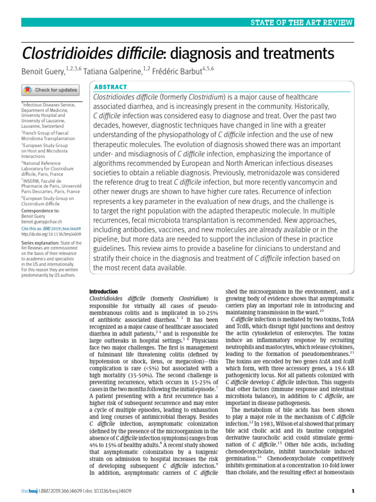 Clostridioides Difficile | PDF | Infection | Polymerase Chain Reaction