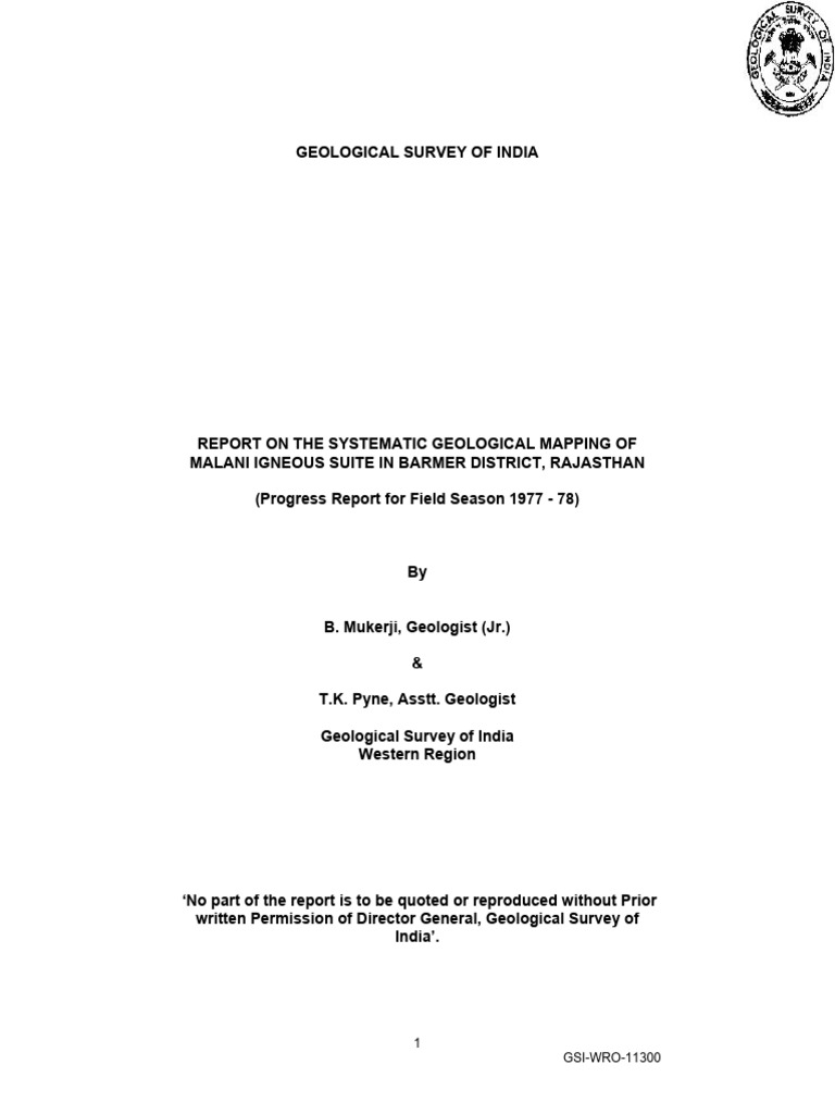 GSI Report Systematic Geological Mapping | PDF | Granite | Minerals