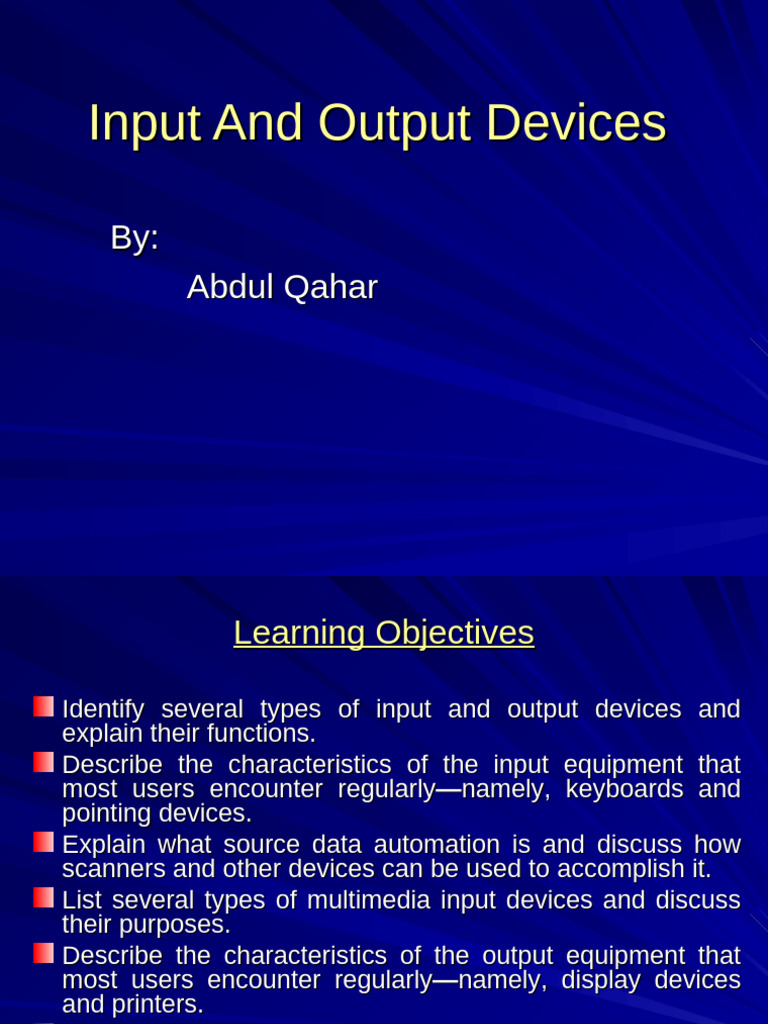 Input and Output Devices Overview | PDF | Printer (Computing ...