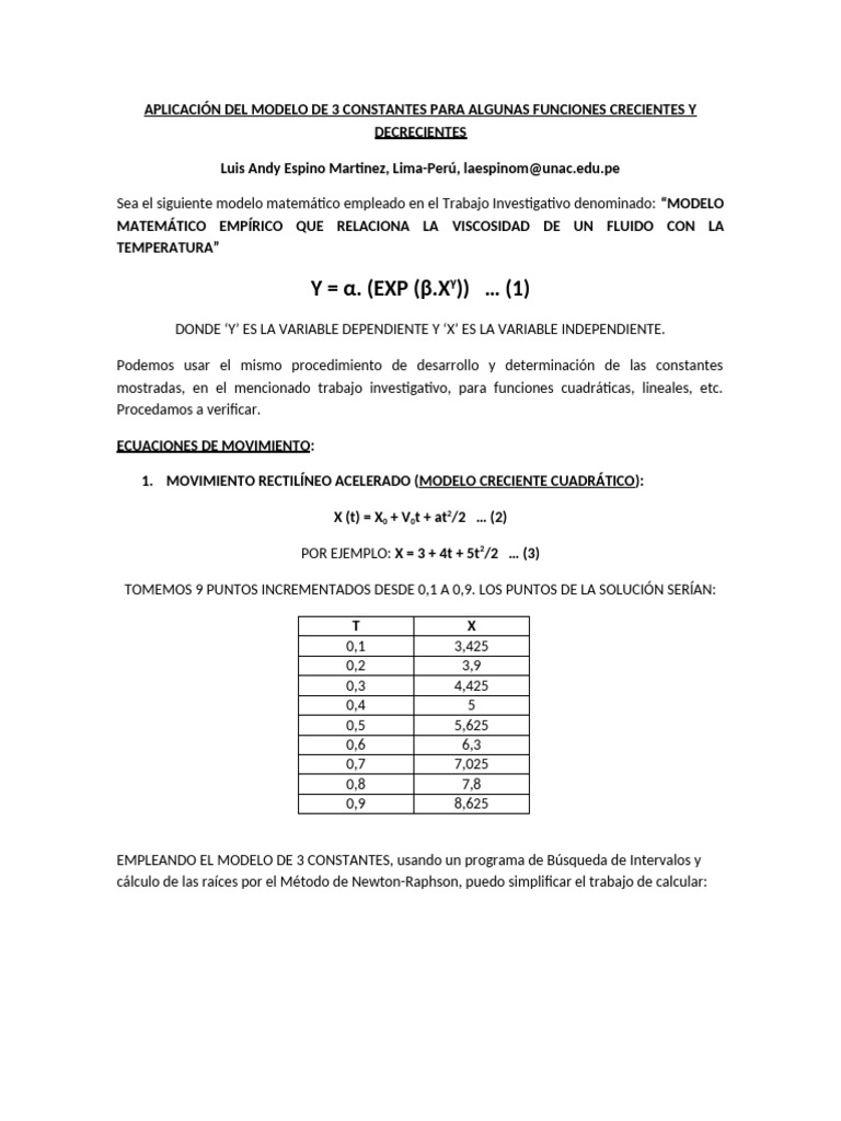 Modelo de 3 Constantes en Funciones Matemáticas | PDF | Mecánica ...