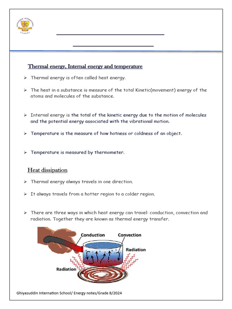 Energy-Grade 8 notes | PDF | Evaporation | Convection