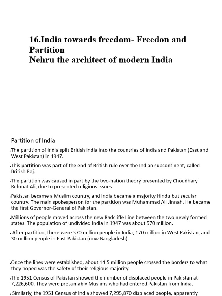 16.india Towards Freedom - Nehru The Architect of Modern India | PDF ...