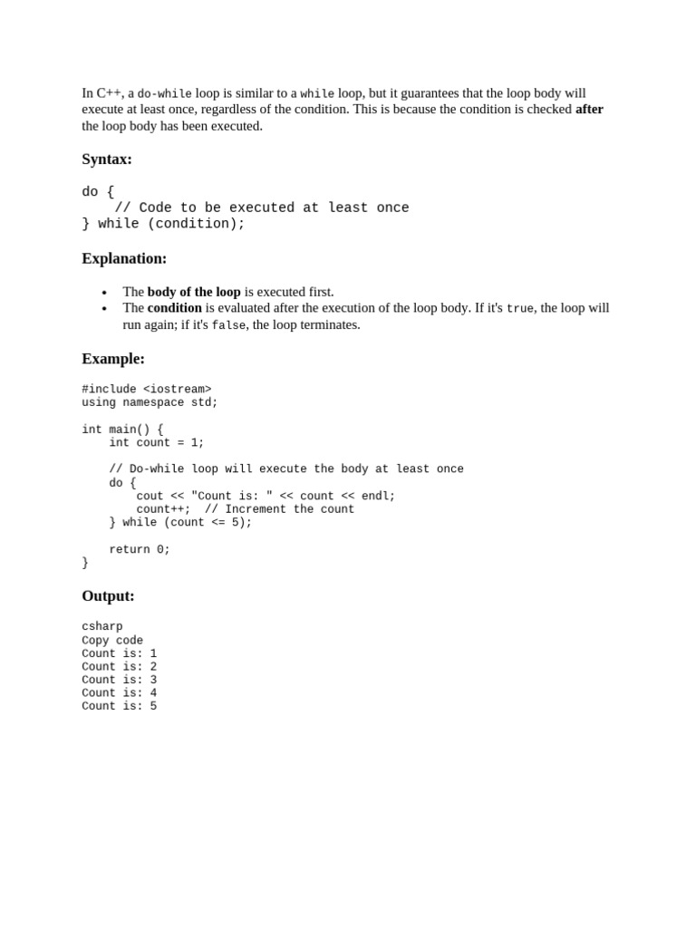 Do While Loop | PDF | Teaching Methods & Materials | Technology ... Do While Loop | PDF | Teaching Methods & Materials | Technology ...