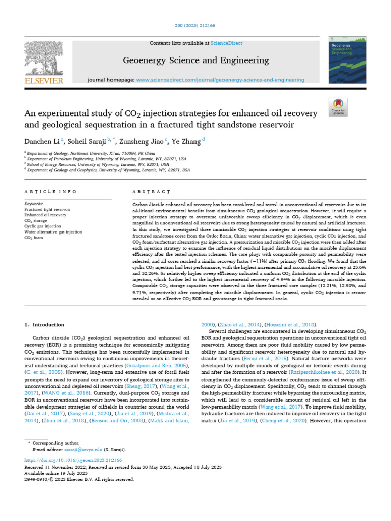 Study of CO2 Injection Strategies For EOR and Storage | PDF | Enhanced ...