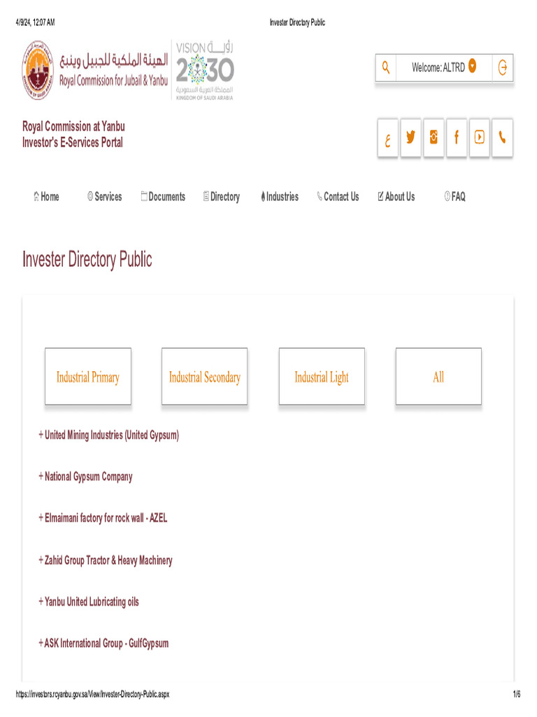 Invester Directory Public - Light Industry Yanbu | PDF