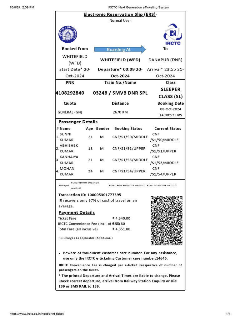 IRCTC Next Generation Eticketing System | PDF | Identity Document ...