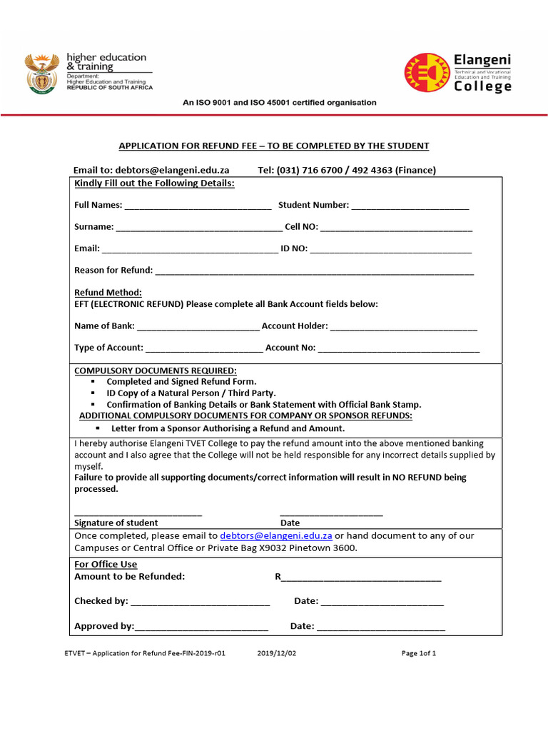 Student Refund Application Form | PDF | Career & Growth