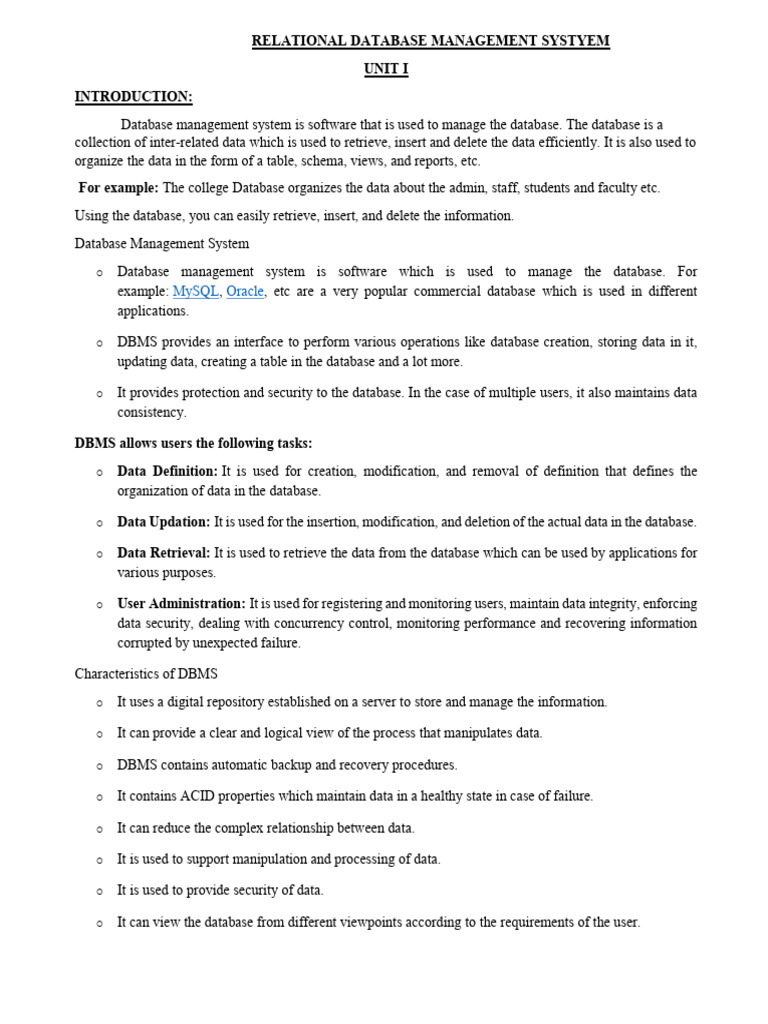 E-Res934-Iii CS RDBMS Unit 1-5 | PDF | Databases | Computer Data Storage