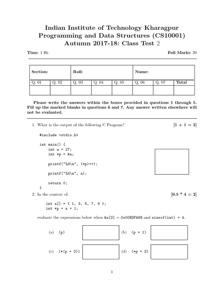 CT2 With Sol | PDF | Pointer (Computer Programming) | Computer Data