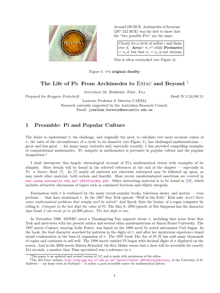 The Life of Pi | PDF | Pi | Numbers