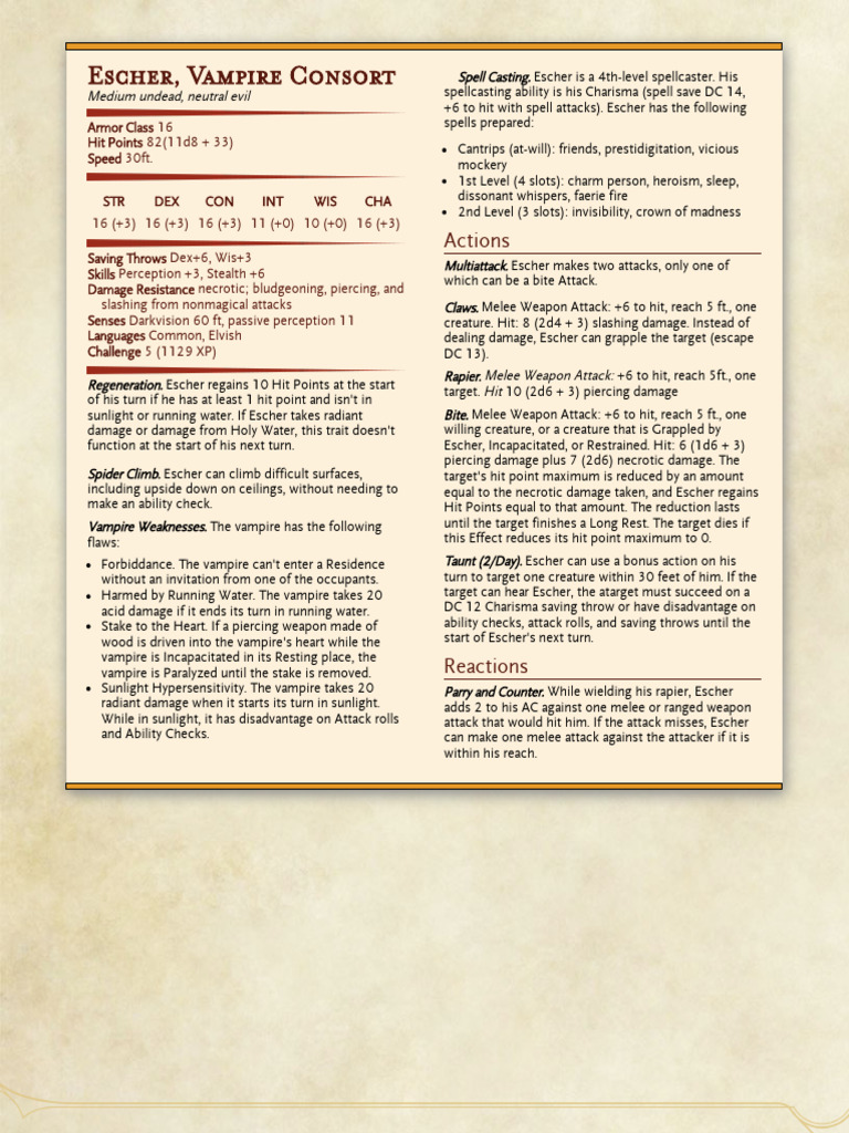 Escher, Vampire Consort - The Homebrewery | PDF