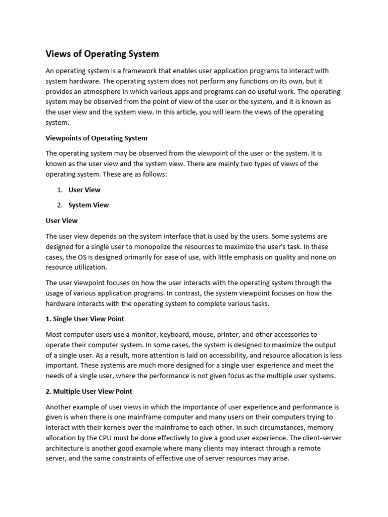 Operating System Unit 1 | PDF | Thread (Computing) | Operating System