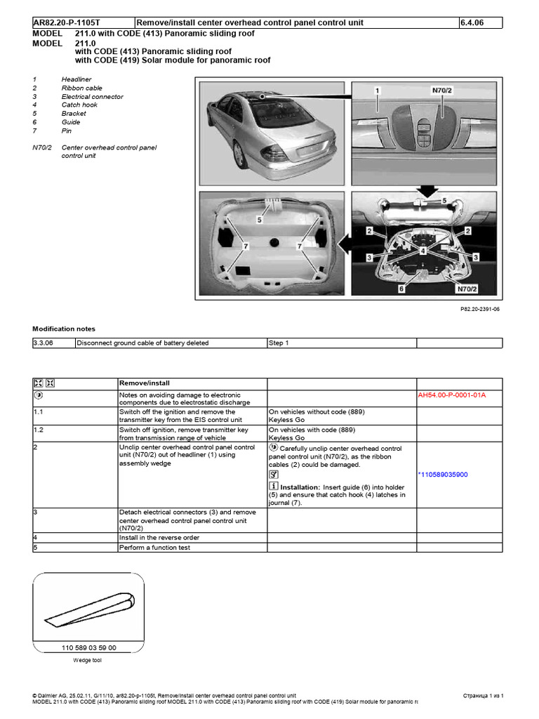 Overhead Control Panel Removal Guide | PDF | Electrical Components ...
