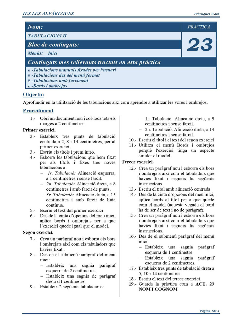 Act. 23 Tabulacios Ii | PDF