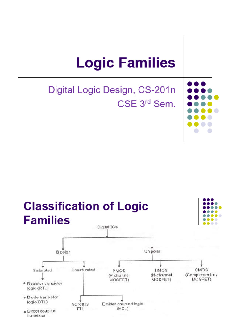 Logic Families CS201n | PDF | Logic Gate | Integrated Circuit