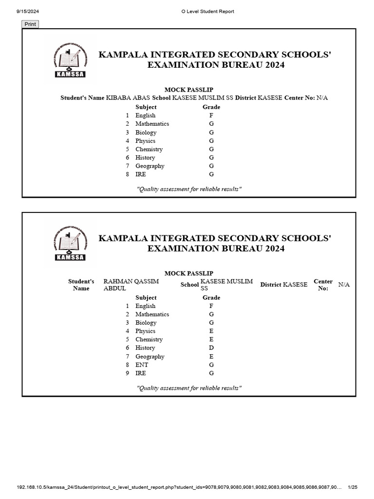 O Level Mock Passlip Reports 2024 | PDF | Secondary Education | Natural ...