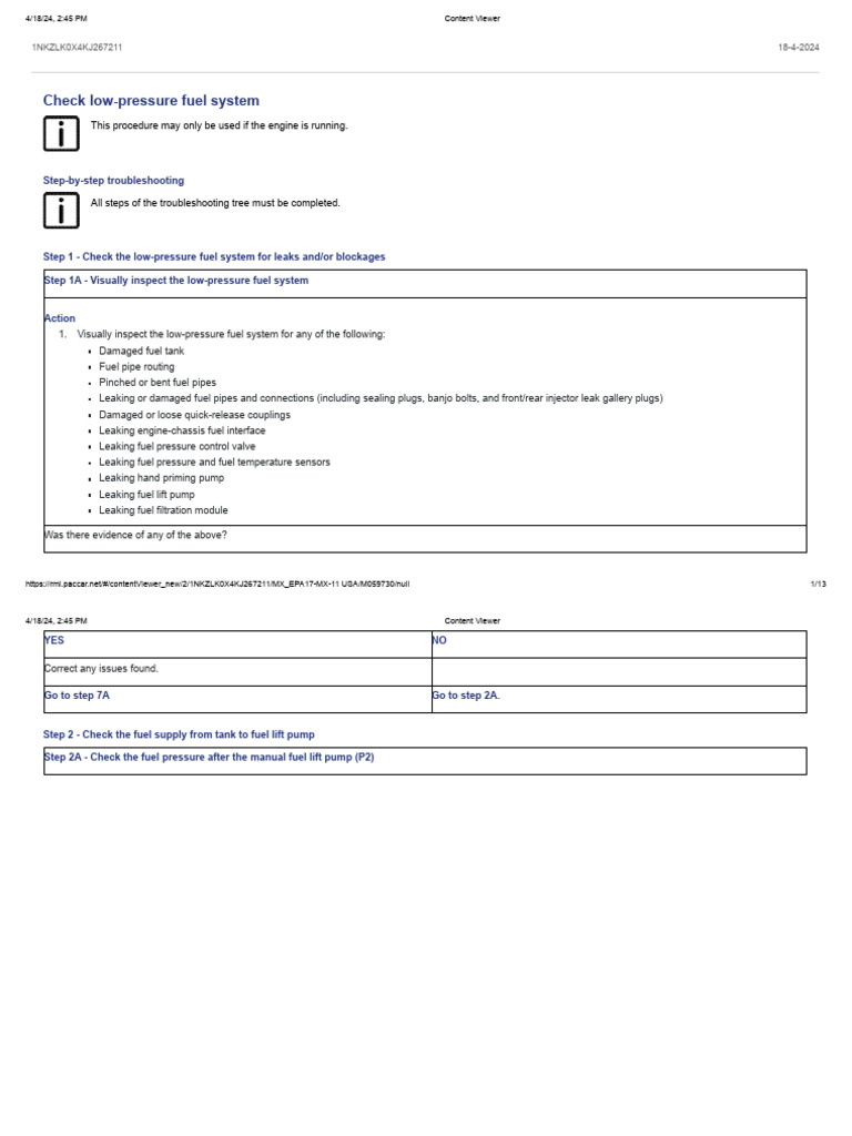 MX11 GHG17 Check Low Pressure Fuel System | PDF | Pump | Mechanical ...