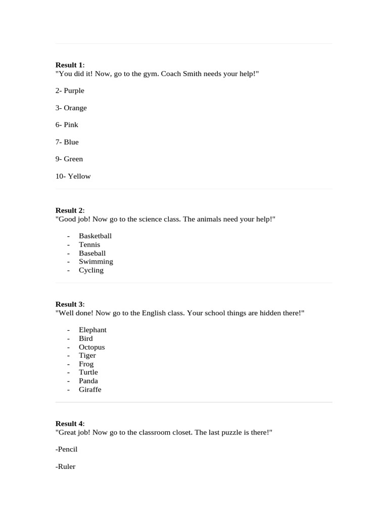 Back To School Escape Room | PDF