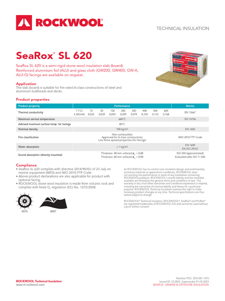 RW TI PDS SeaRox SL 620 - Int ENG | PDF | Thermal Insulation | Materials