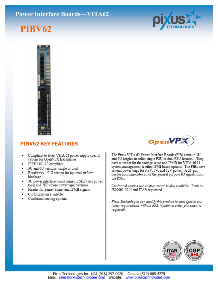 Power Interface Board VITA 62 | PDF | Manufactured Goods | Computer Science