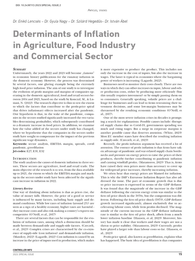 Inflation Drivers in Agriculture & Retail | PDF | Inflation | F Test