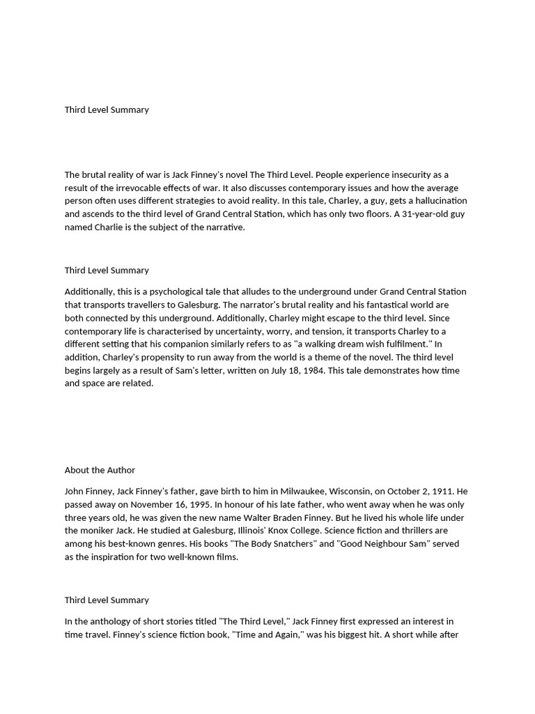 Third Level Summary | PDF | Psychology