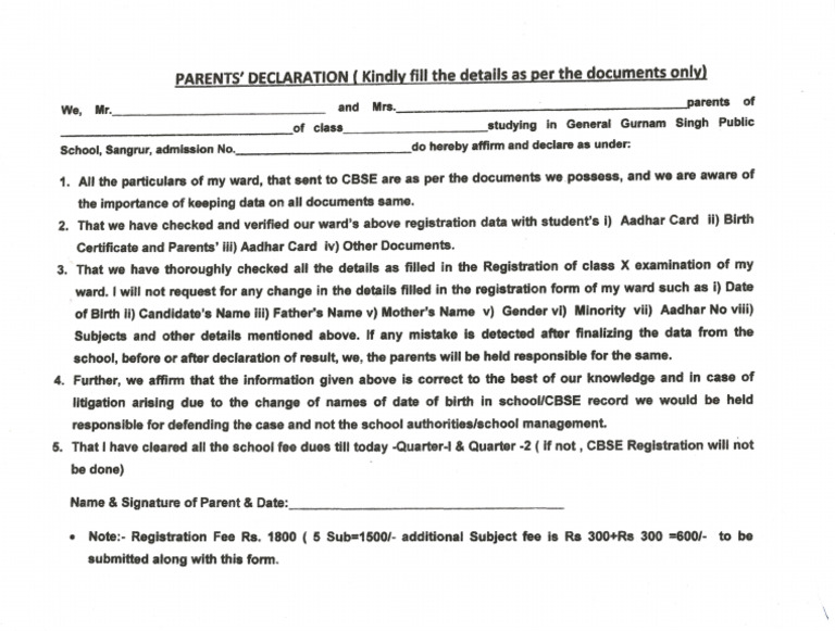 Cbse Registration | PDF