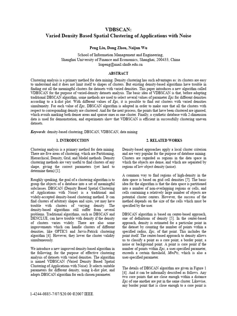 VDBSCAN | PDF | Cluster Analysis | Algorithms