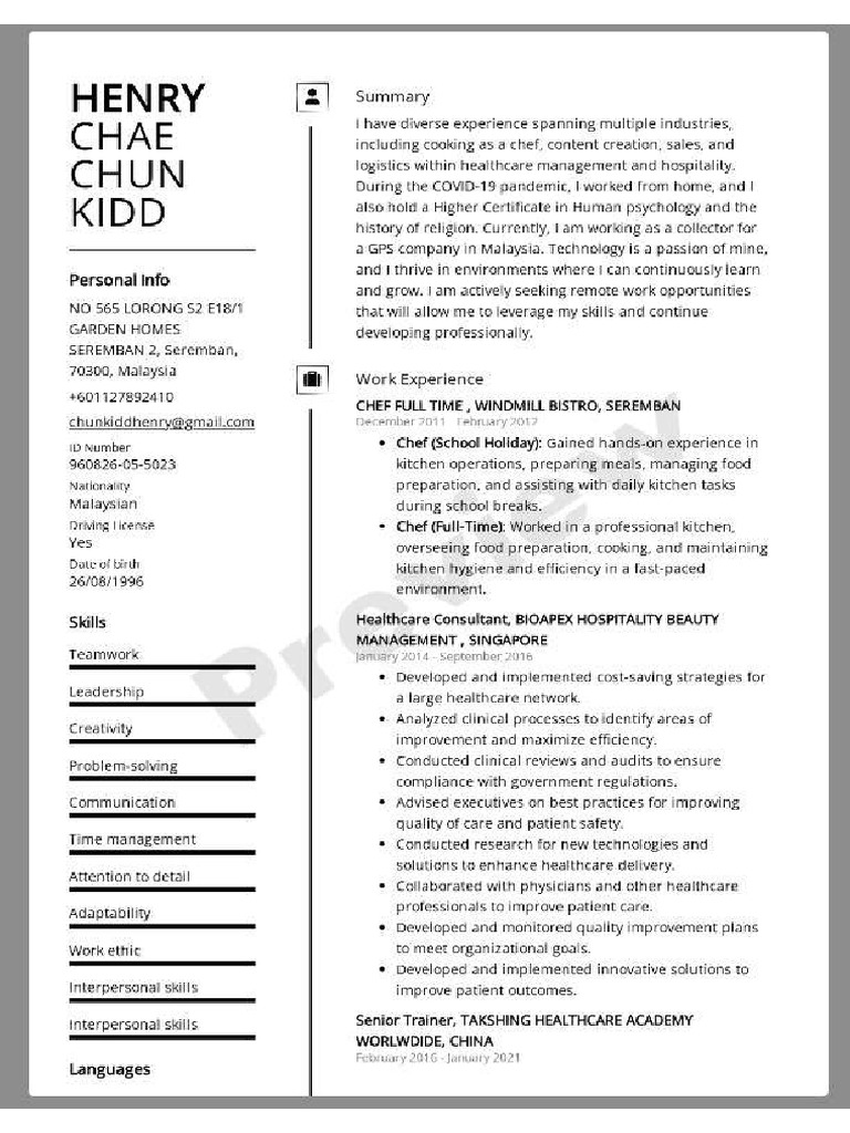 Henry Chae Resume | PDF
